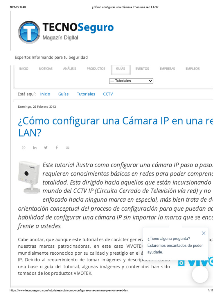 Cómo Configurar Una Camara IP en Una Red LAN | PDF | Dirección IP ...
