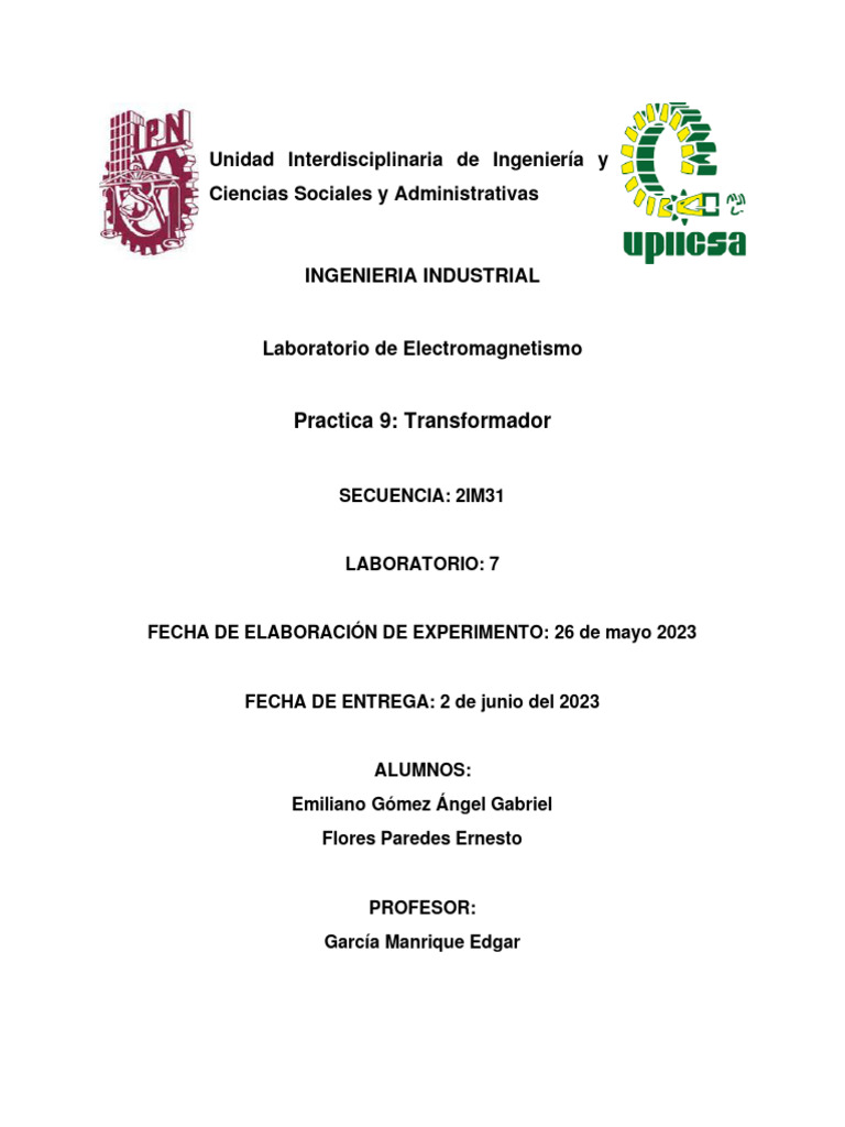 Práctica 9 Transformador y Su Eficiencia | PDF