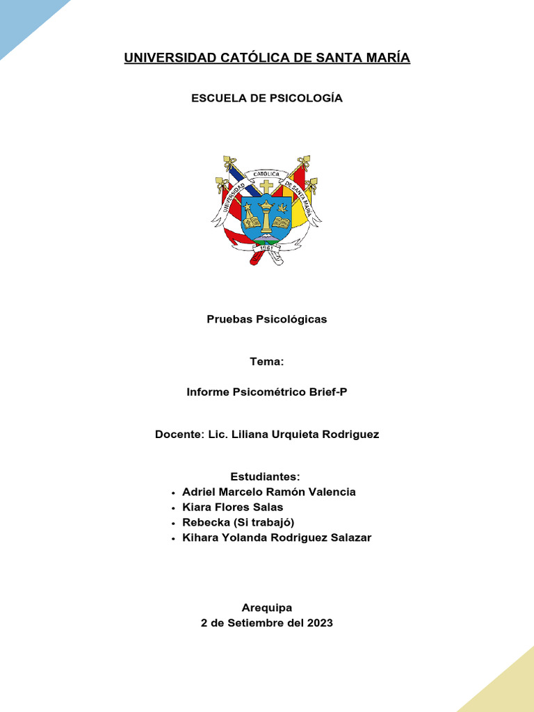 Informe Psicométrico - Brief-P | PDF | Sicología