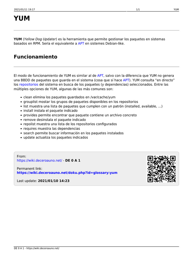 Funcionamiento: YUM (Yellow Dog Updater) Es La Herramienta Que Permite ...