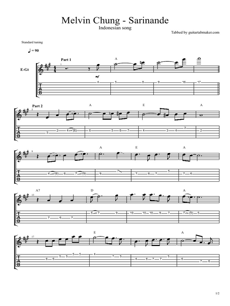 Sarinande Chord Tabs by Melvin Chung | PDF