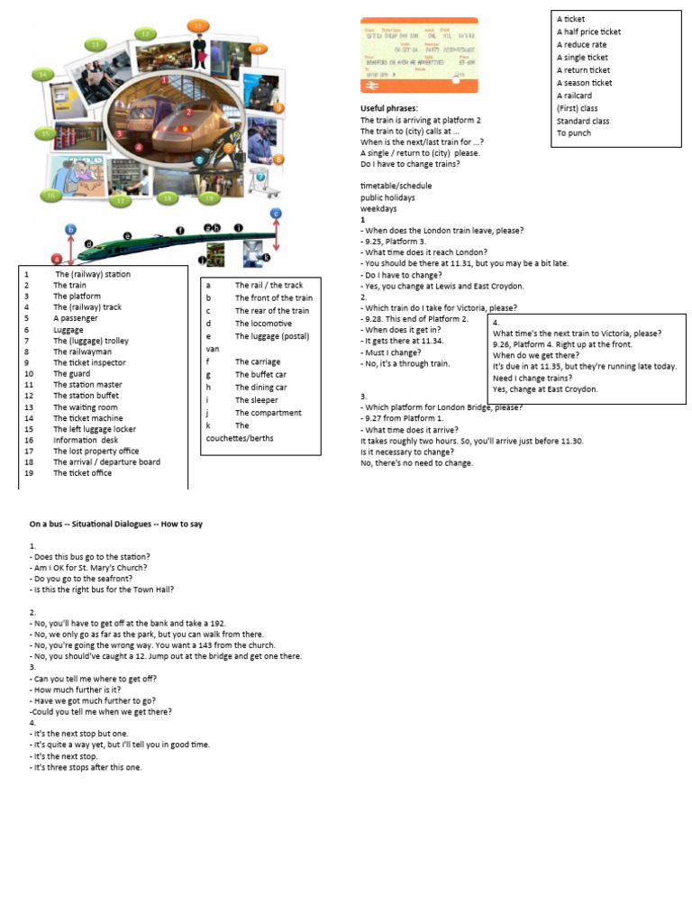 Useful phrases at the station | PDF | Rail Transport | Transport