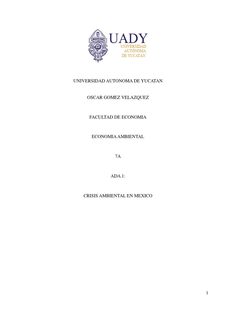Economia ambiental ADA 1 | PDF