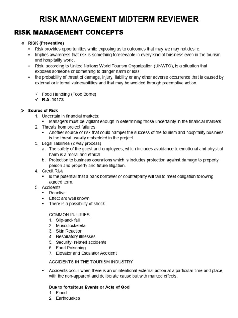Risk Management Midterm Reviewer | PDF | Risk | Risk Management