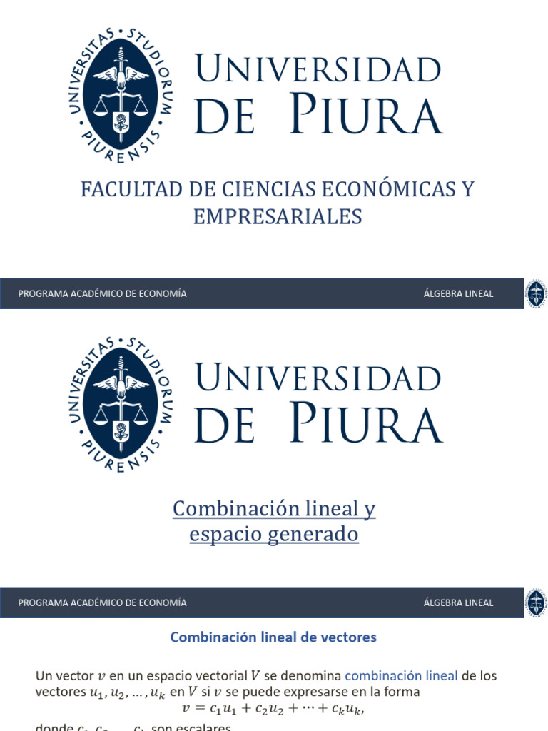 13 1a Combinación Lineal Y Espacio Generado Pdf Espacio Vectorial