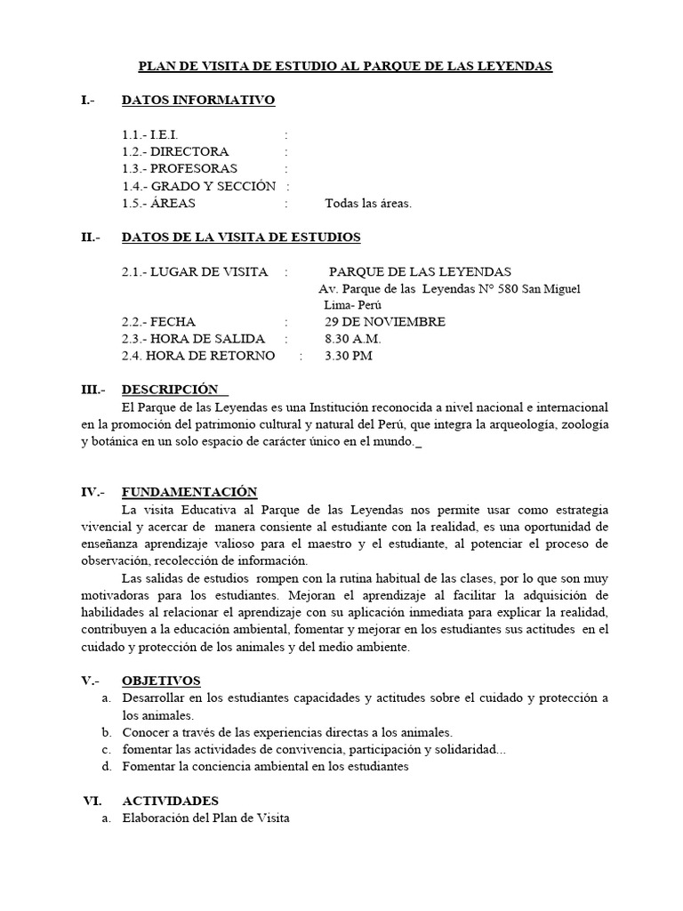 Plan de Paseo | PDF | Aprendizaje