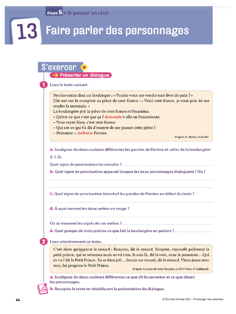 13.faire Parler Des Personnages | PDF