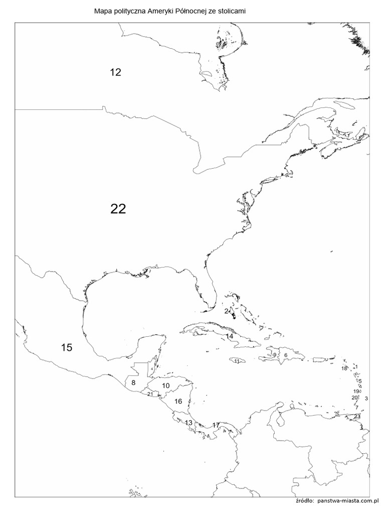 Mapa Polityczna Ameryki Polnocnej Ze Stolicami | PDF
