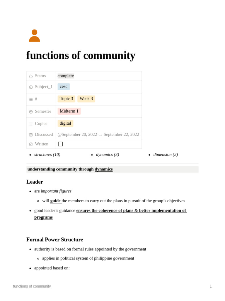 Functions of Community | PDF | Leadership | Community