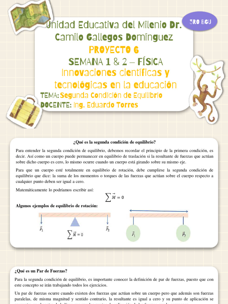 ACTIVIDAD PROYECTO 6 - SEMANA 1 - 2 FÍSICA 3RO | PDF | Esfuerzo de torsión | Fuerza