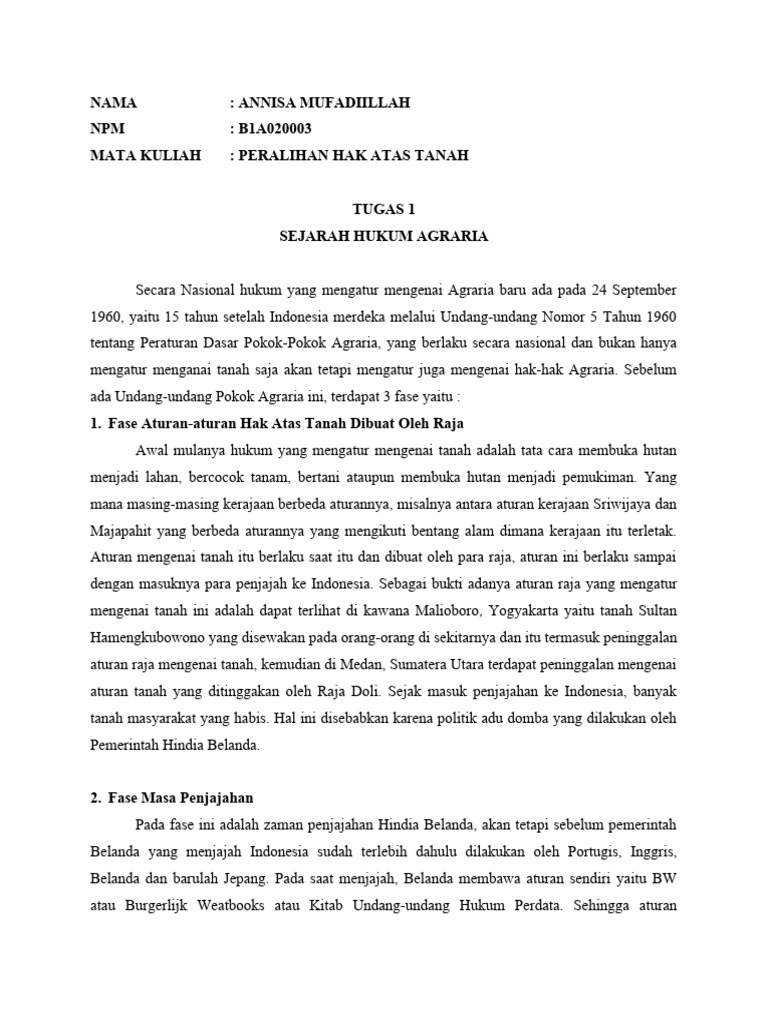 Tugas 1 Sejarah Uupa | PDF
