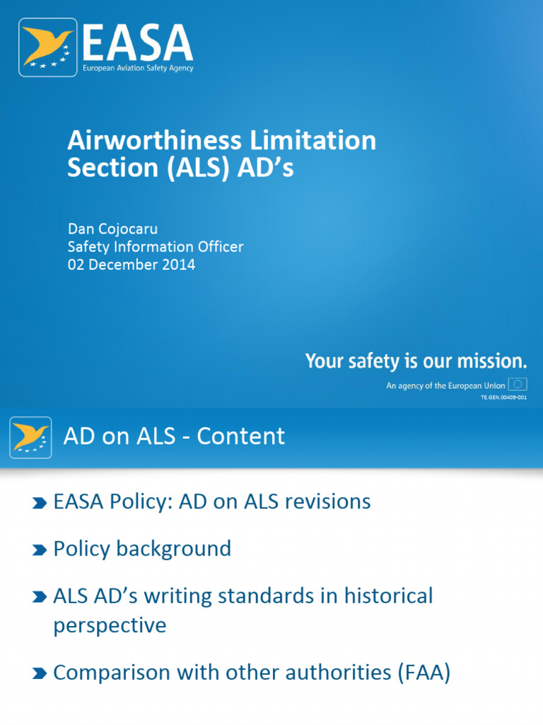 EASA AD Workshop 2014 - 03 - ALS AD's | PDF | Government | Aviation