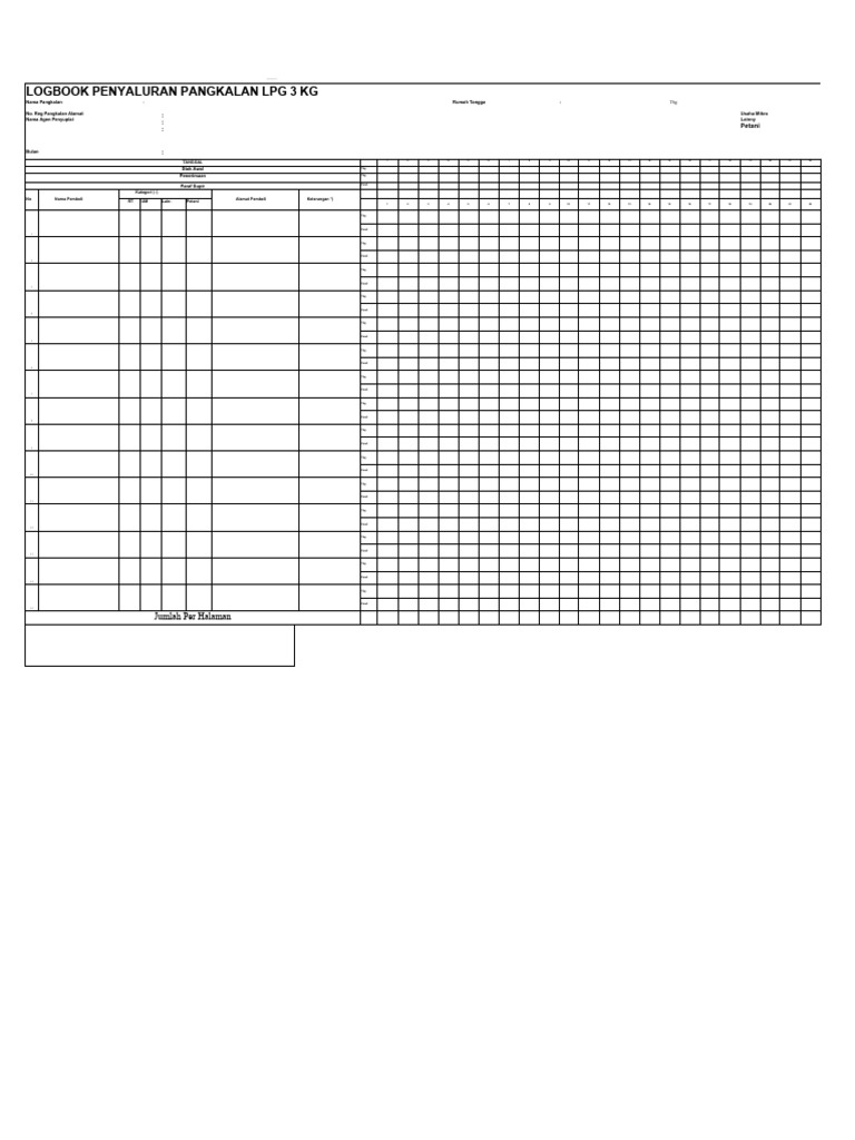 Format Logbook Terbaru Pangkalan LPG 3 KG | PDF