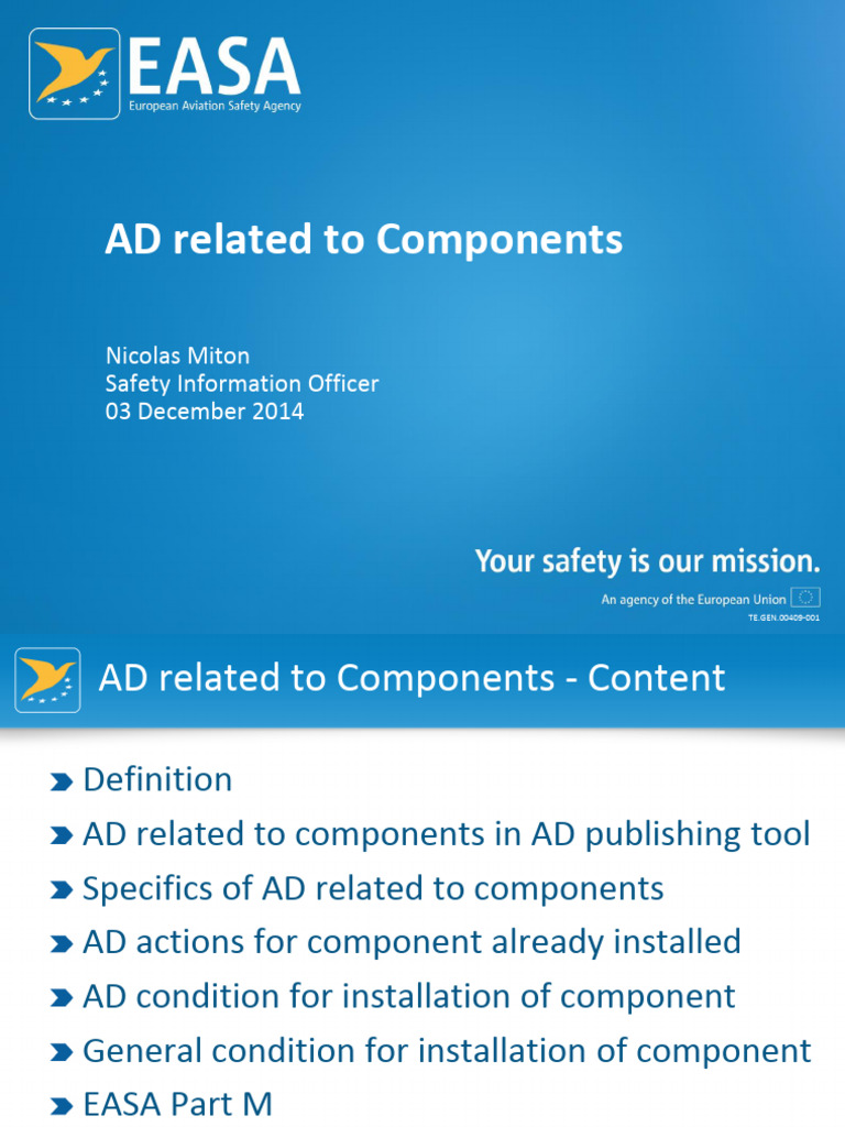 EASA AD Workshop 2014 - 09 - AD Related To Components | PDF | Business ...