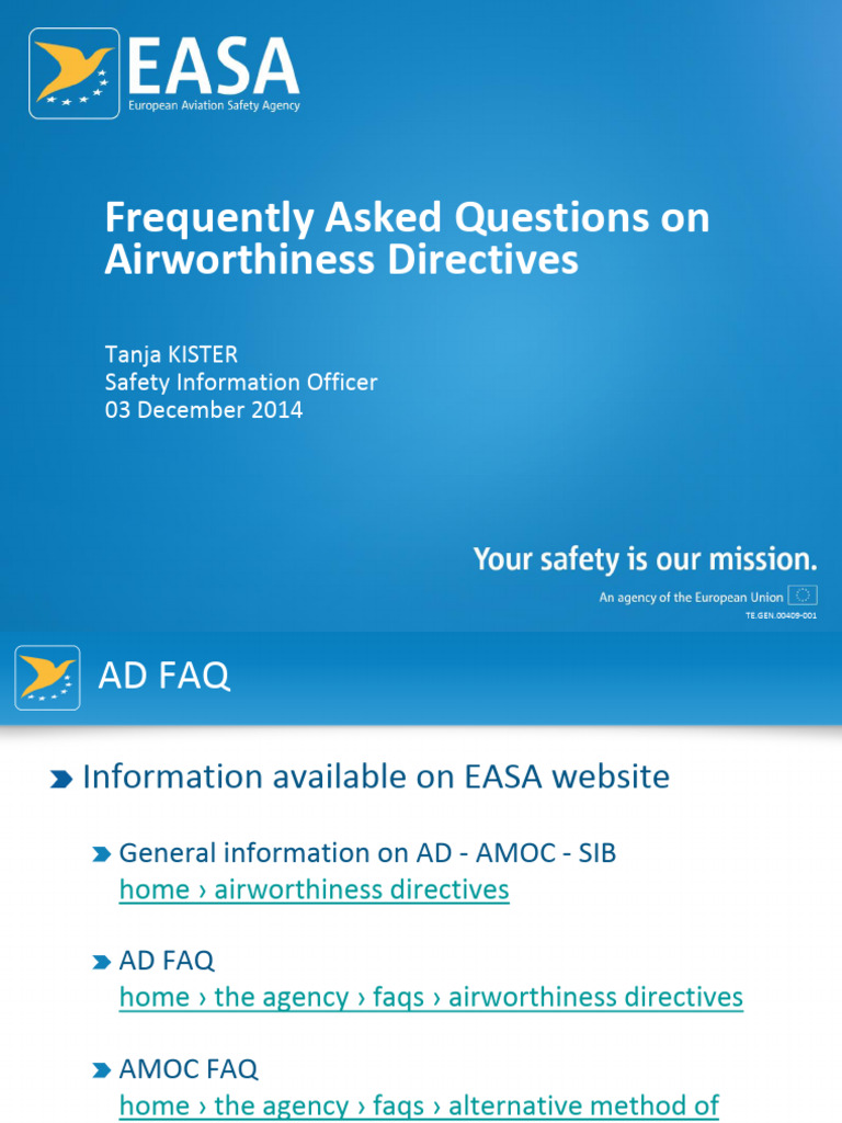 EASA Airworthiness Directives FAQ Guide | PDF | Aeronautics | Transport
