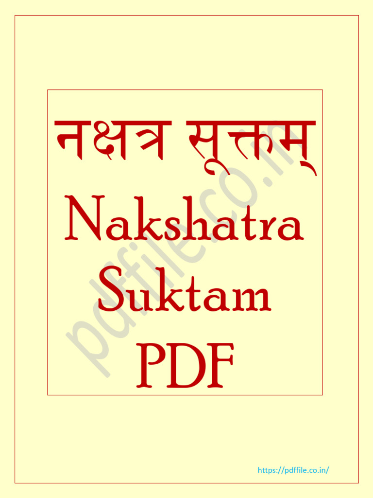Nakshatra-Suktam-Sanskrit Complete | PDF