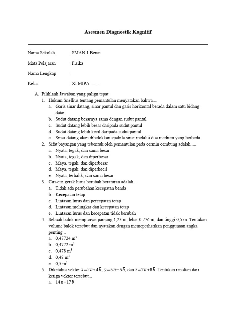 Asesmen Diagnostik Kognitif | PDF | Metode & Bahan Ajar