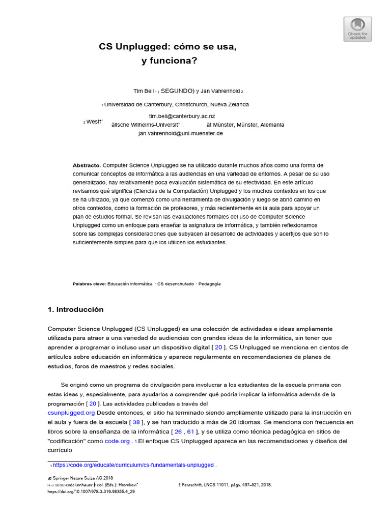 CS Unplugged | PDF | Ciencias de la Computación | Plan de estudios