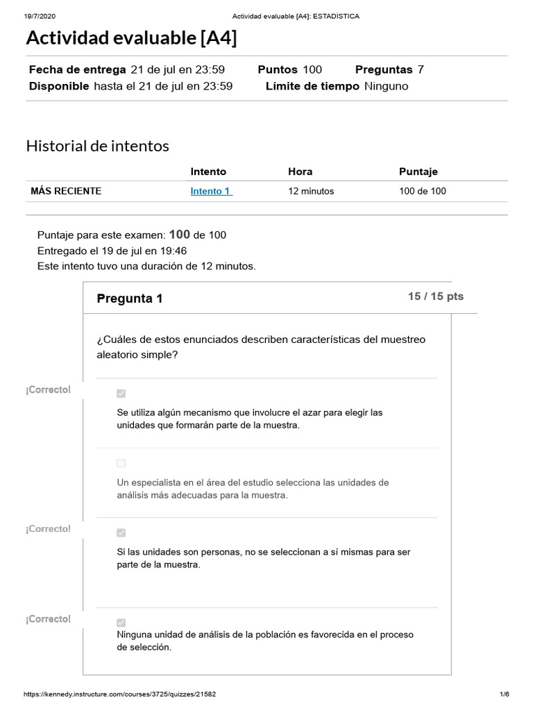 Actividad Evaluable (A4) - ESTADÍSTICA | PDF