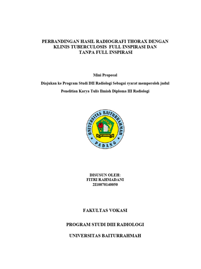 Mini Proposal 1 Fitri PERBANDINGAN HASIL RADIOGRAFI THorax | PDF