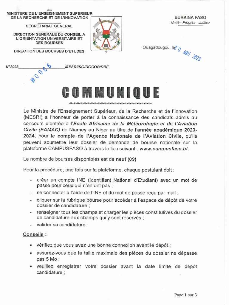 Commuique Eamac 2023-2024 | PDF