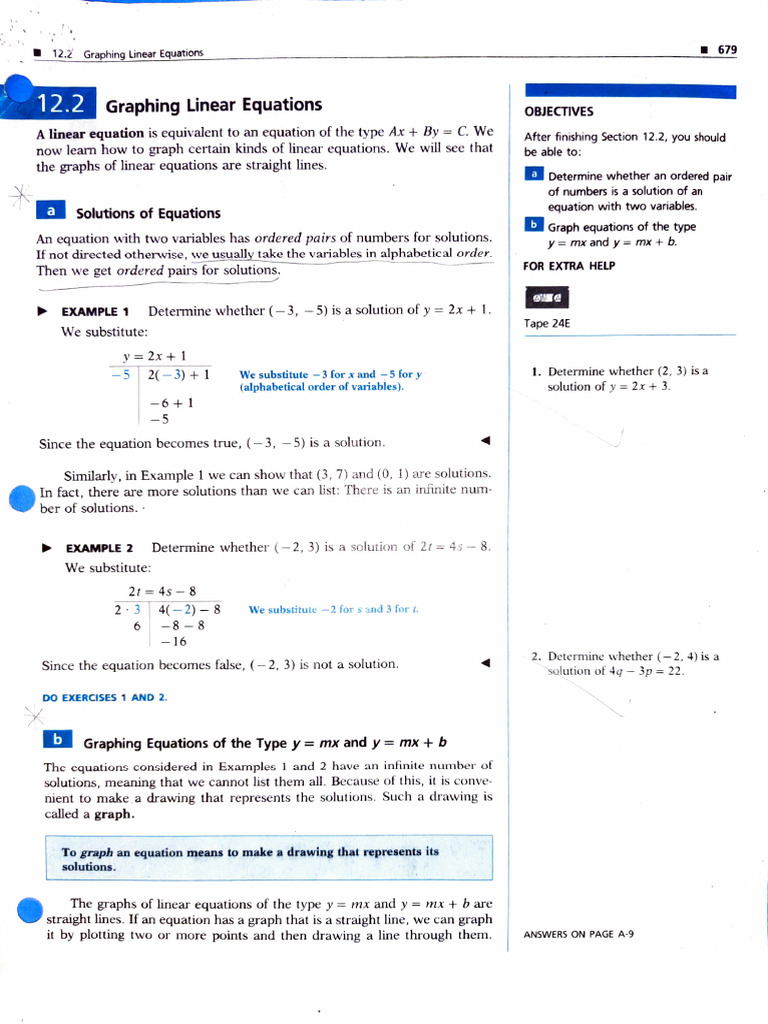 12.2 - Graphing Linear Equations | PDF