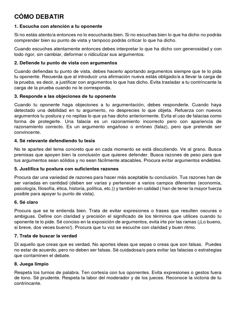 CÓMO DEBATIR | PDF | Falacia