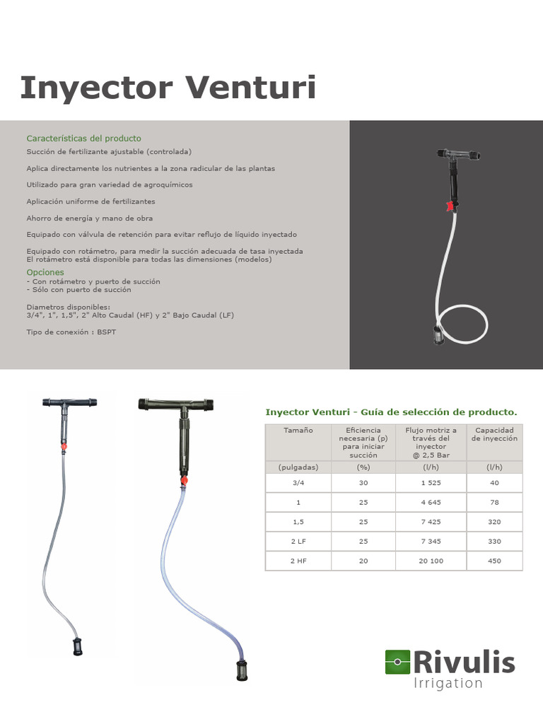 Inyector Venturi RIVULIS | PDF