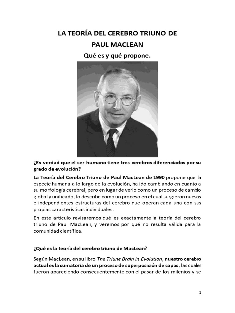 1 - La Teoría Del Cerebro Triuno - Paul Maclean | PDF | Neocortex | Cerebro