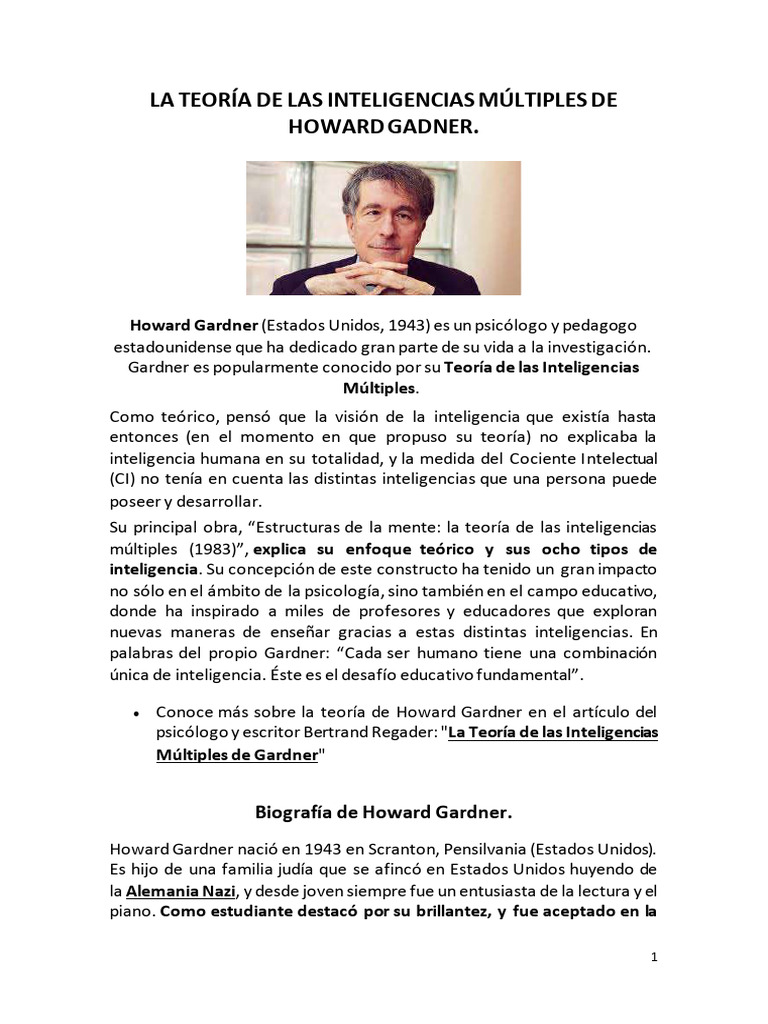 2 - LA TEORÍA DE LAS INTELIGENCIAS MÚLTIPLES - HOWARD GARDNER | PDF