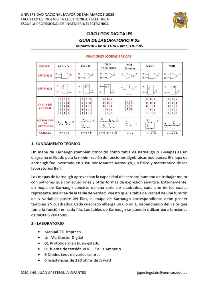 Minimización de Funciones Lógicas en Laboratorio | PDF