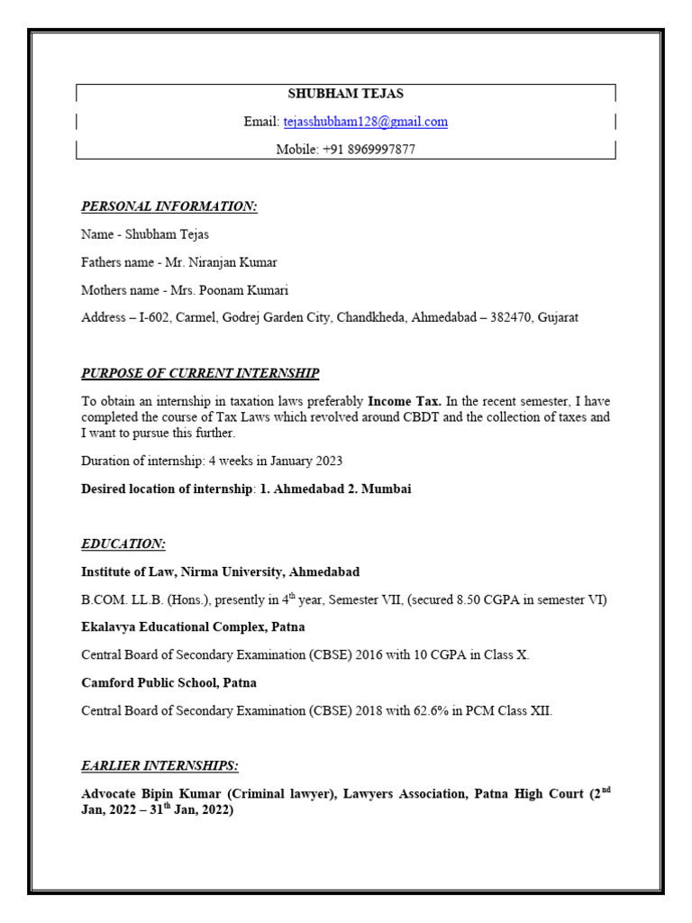 Shubham Tejas (CV) | PDF | Alternative Dispute Resolution | Common Law