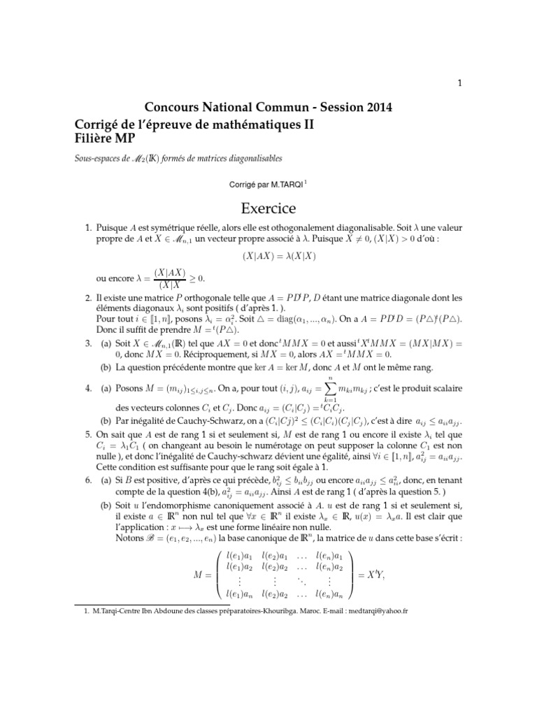 CNC MP 2014 Maths 2 Corrige | PDF