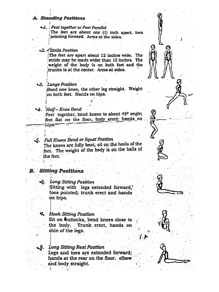 Basic Positions of Gymnastics PRINTABLE | PDF