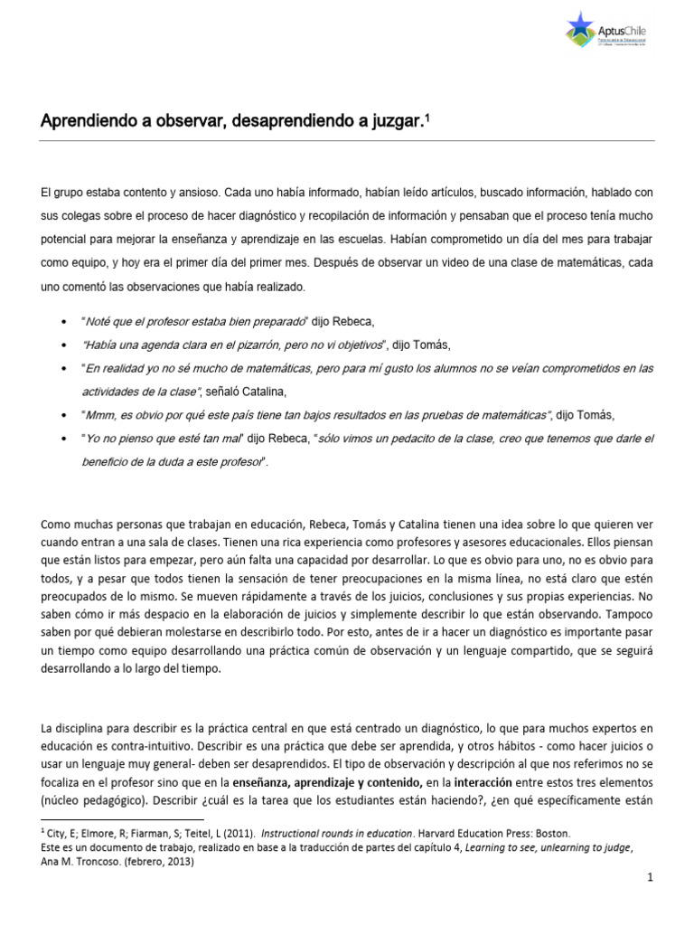 Richard Elmore, Aprendiendo a observar | PDF