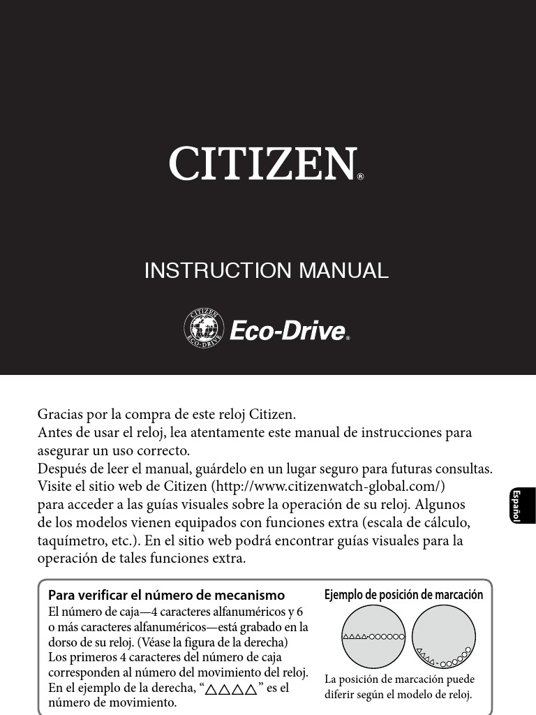 Citizen Instruction Manual | PDF | Reloj | Hora