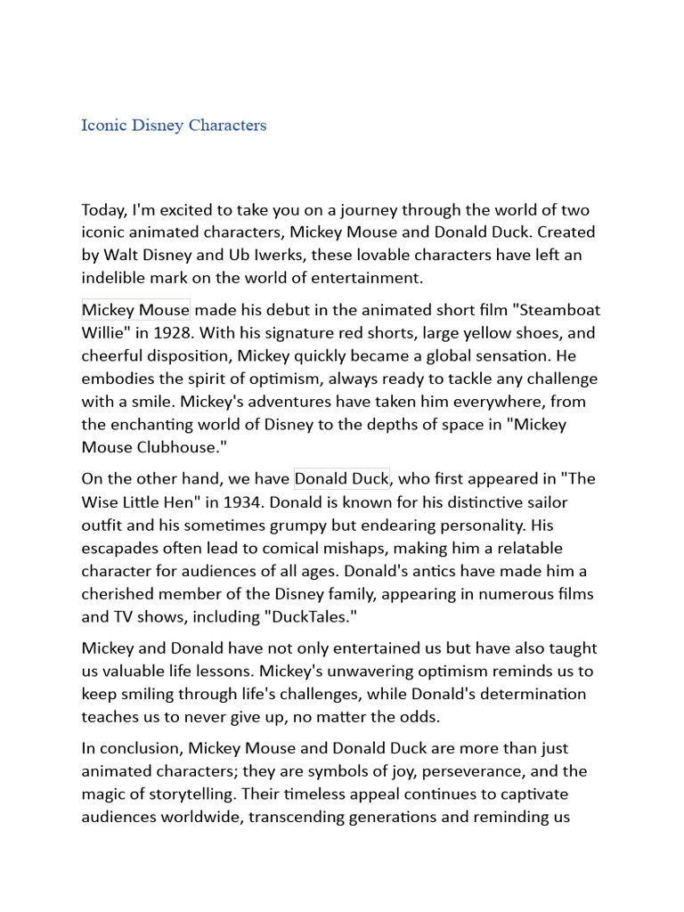 Iconic Disney Characters | PDF