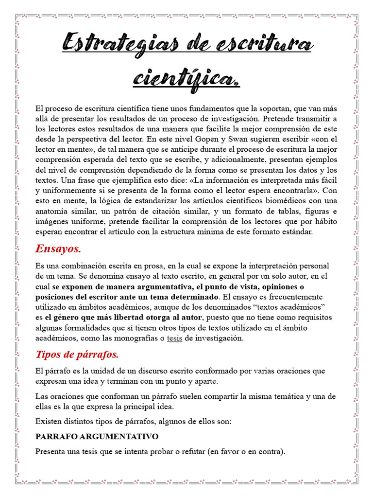 Estrategias de Escritura Científica | PDF | Ensayos | Conocimiento