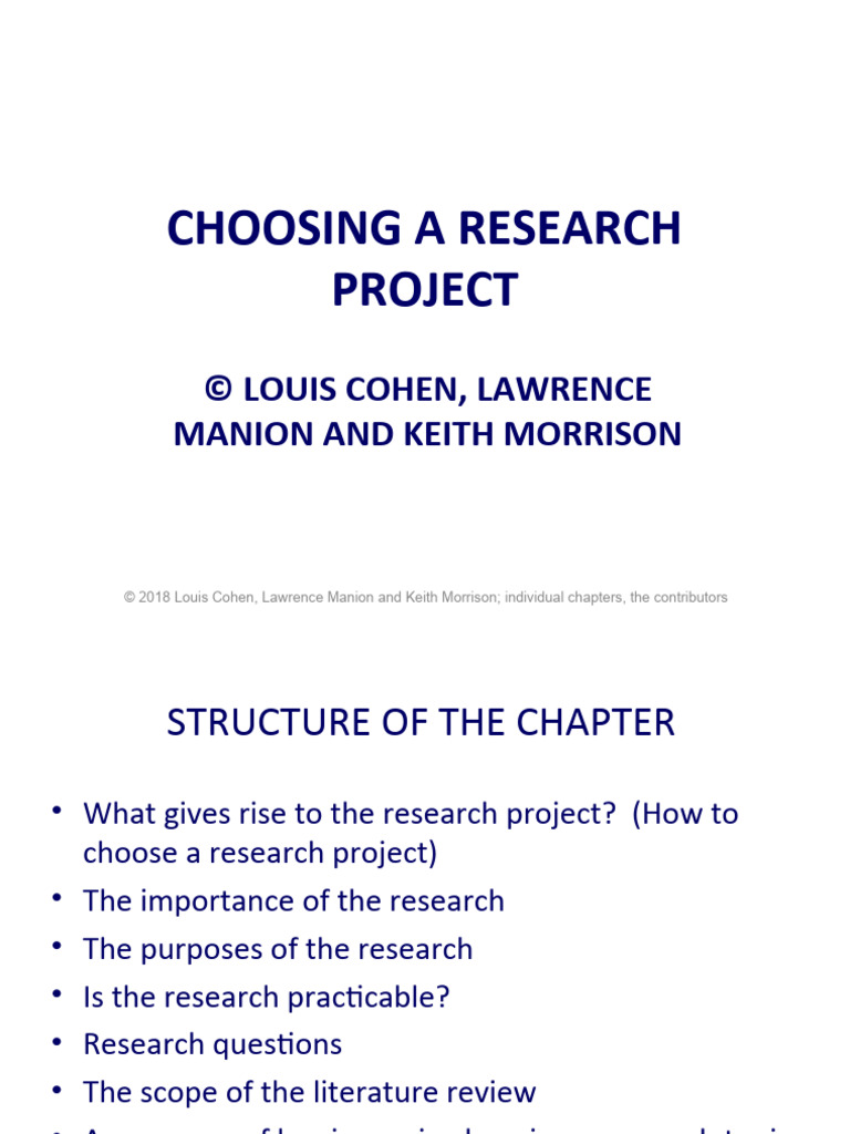 Chapter 9-How To Choose A Research Project-From Research Methods in ...