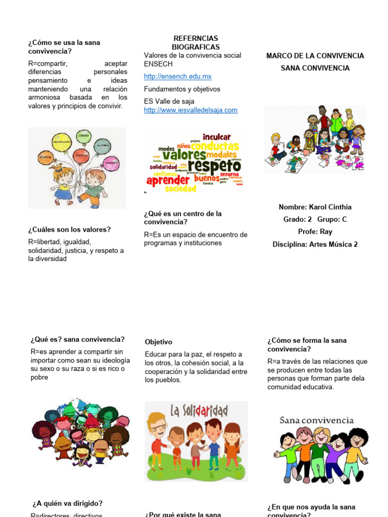 Triptico de La Sana Convivencia | PDF