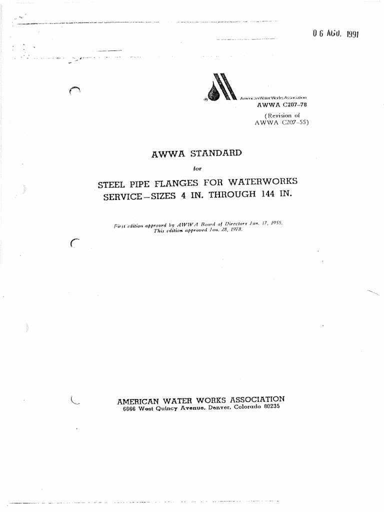 AWWA C 207-78 - Steel Pipe Flanges | PDF