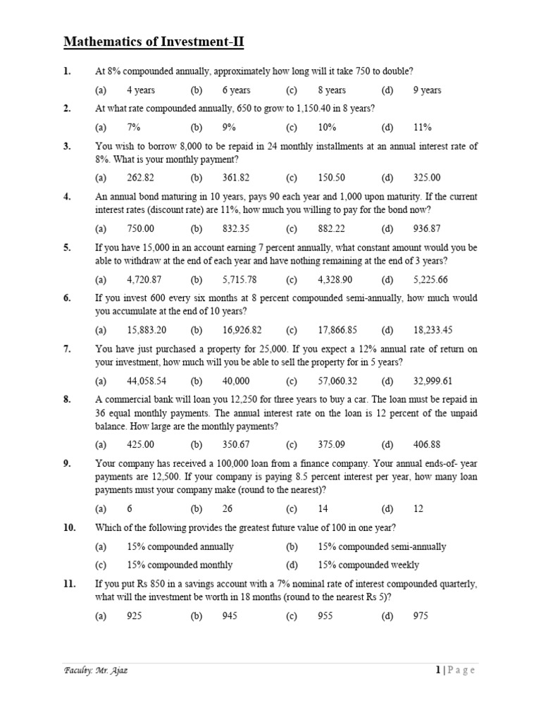 7-Mathematics of Investment-II | PDF