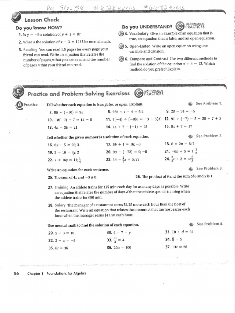 1.8 Translate Diff Equation Types HW Book PGS 56-58 | PDF