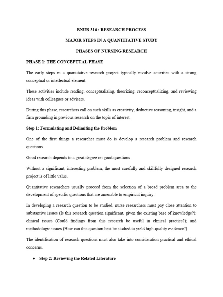 Steps in Quantitative Nursing Research | PDF