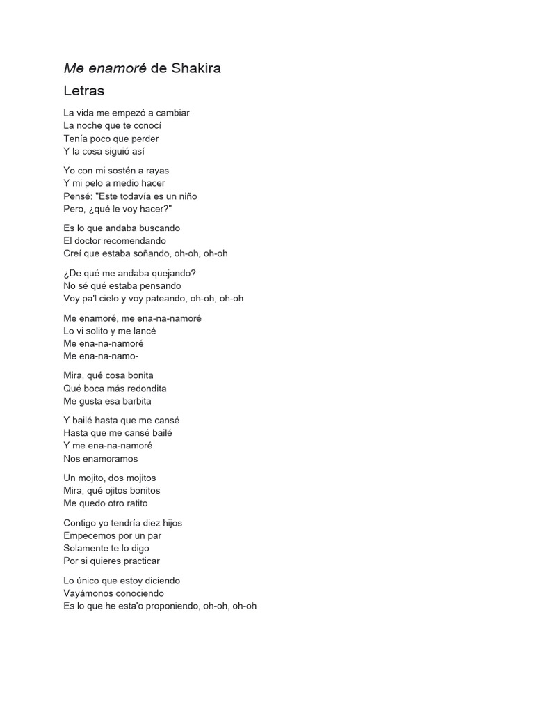 Me Enamoré de Shakira | PDF