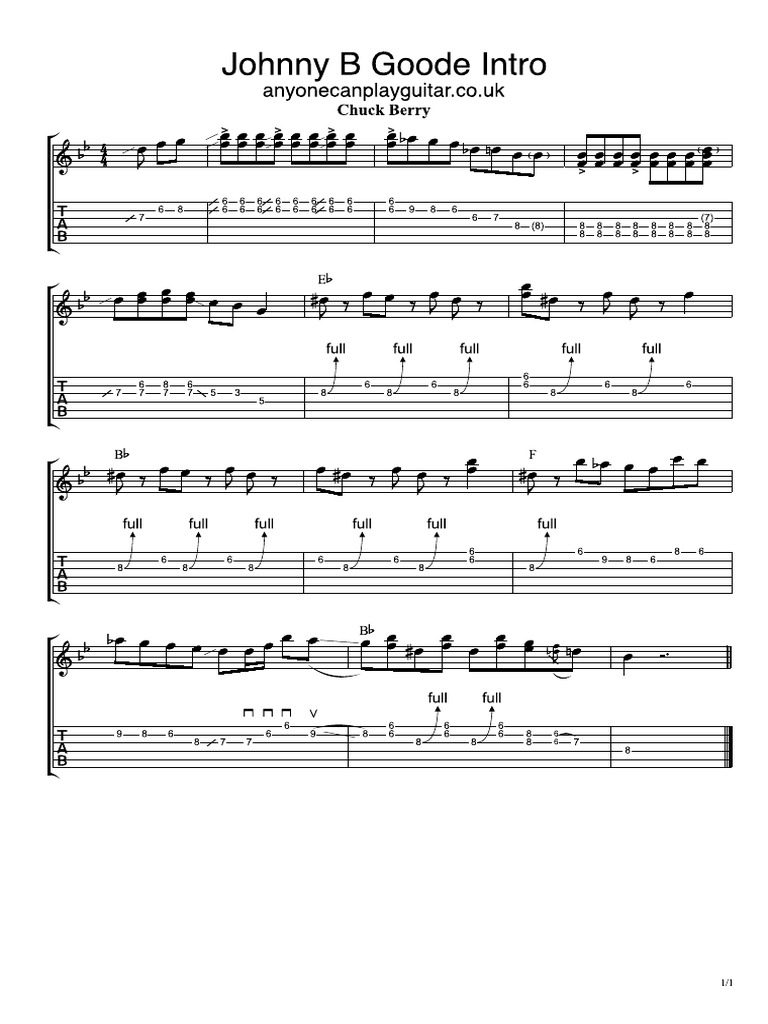 Johnny B Goode Intro Pdf