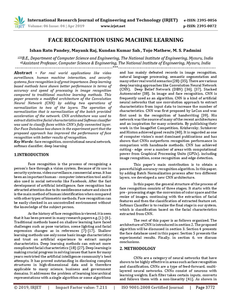 FACE_RECOGNITION_USING_MACHINE_LEARNING | PDF