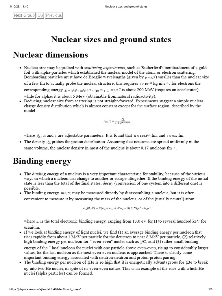 Nuclear sizes and ground states | PDF | Atomic Nucleus | Neutron