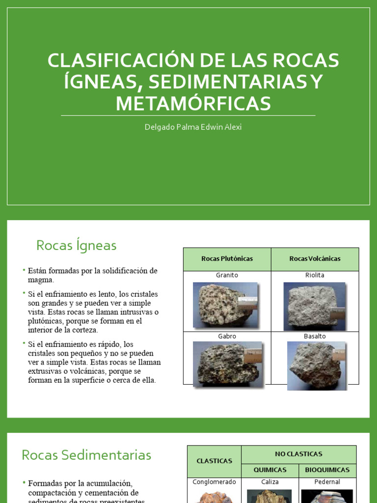 Clasificación de Las Rocas Ígneas, Sedimentarias y | PDF | Roca ...