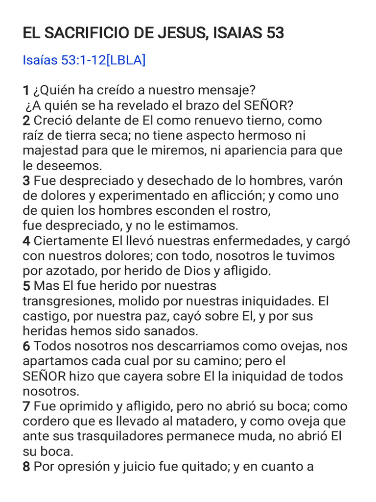 El Sacrificio de Jesus, Isaias 53 | PDF | Vida eterna (cristianismo ...